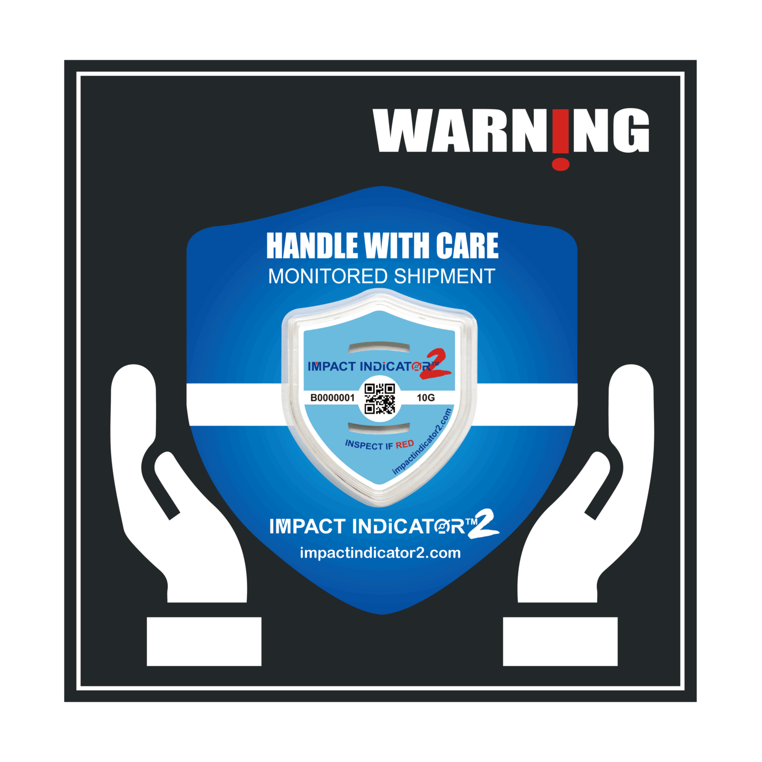 Impact Indicator 2 10G ShockWatch Patent Authorized | Free Companion Label | Field Armable | WAN-YO